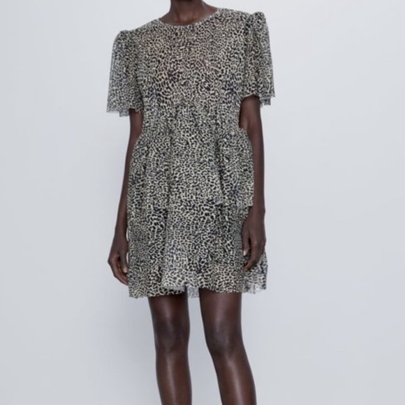 Zara | Dresses | Zara Leopard Animal Print Tulle Dress | Poshmark